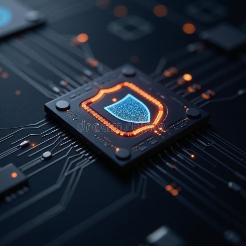 Digital Art Featuring Futuristic Cybersecurity Concept Glowing Shield ...