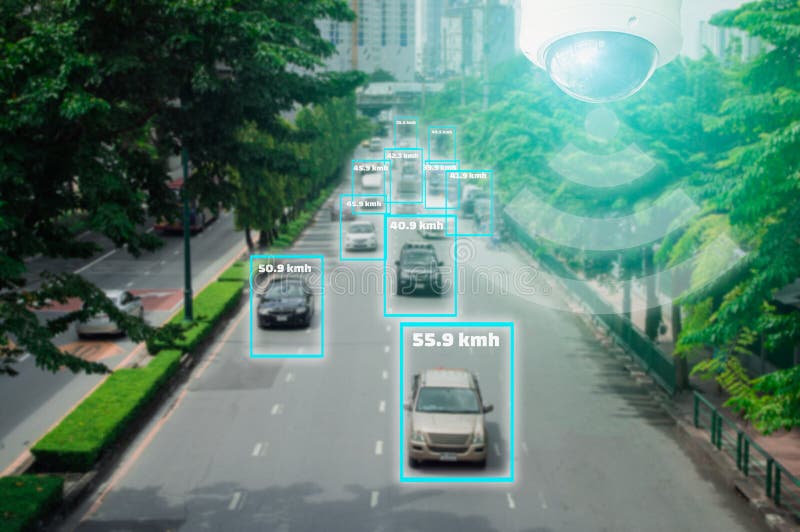 Concept Digital Technology 4.0,wireless Network 5G Signal,CCTV Camera ...