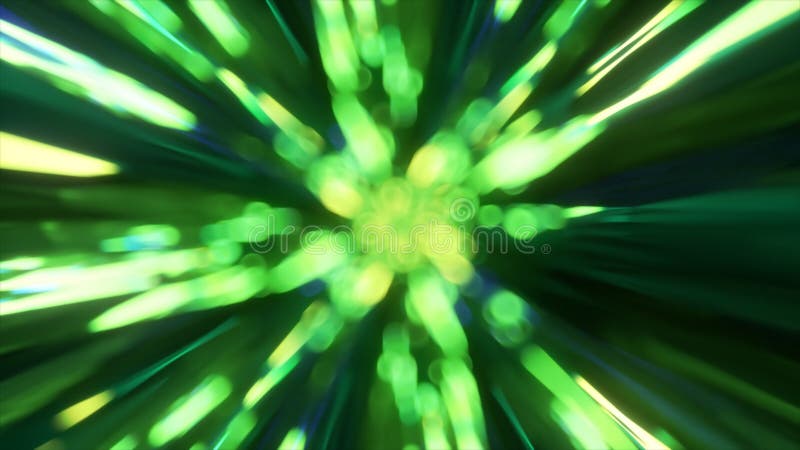 The Concept of Digital Data Transmission. Green Neon Rays. Graphic ...