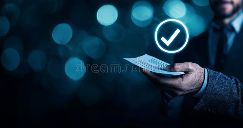 Concept of Digital Document Approval by a Businessman Stock Image ...