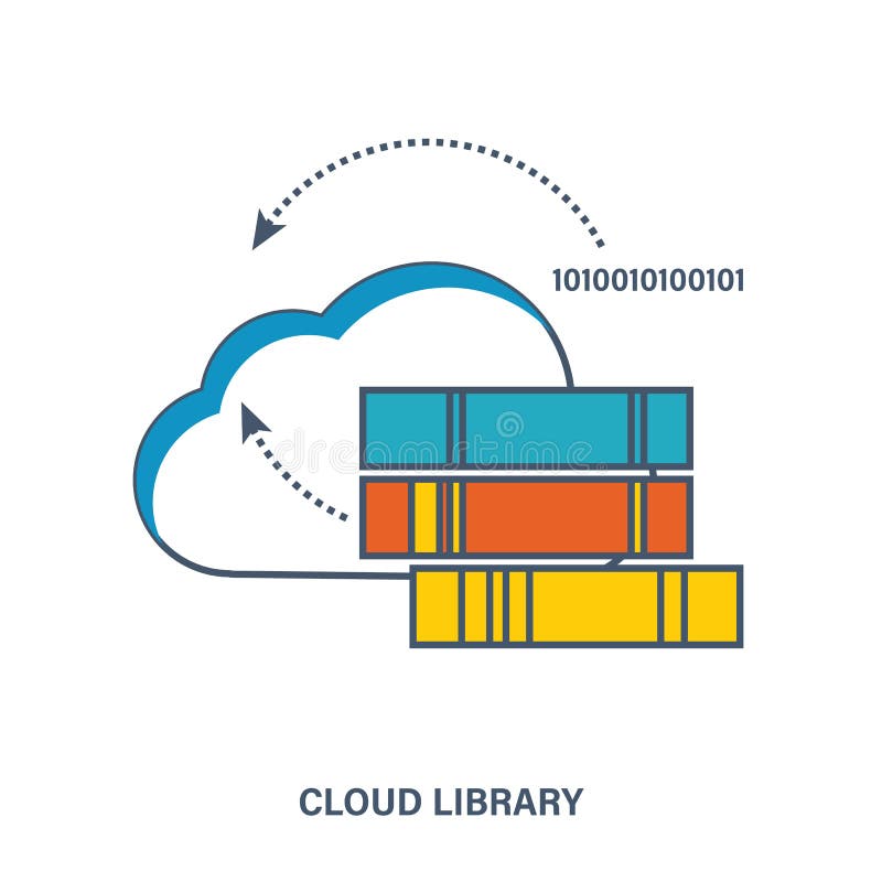 Concept of Digital Library in the Cloud. Stock Vector - Illustration of ...