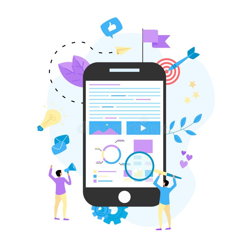 Concept for Digital Marketing Agency, Digital Media Campaign Flat ...