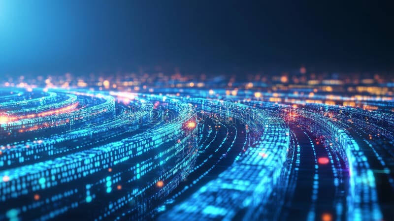 The Concept of a Digital Road with a Code - a 3D Illustration Stock ...