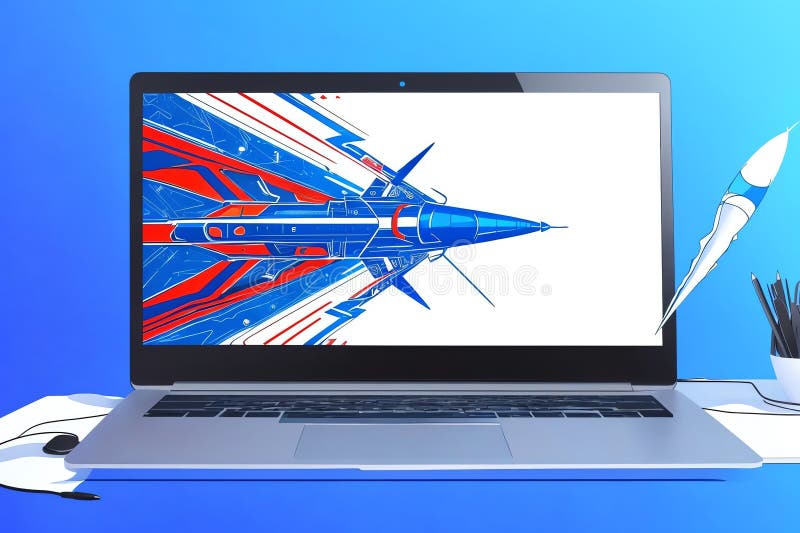 Digital Rocket Launch.AI Generated Stock Illustration - Illustration of ...