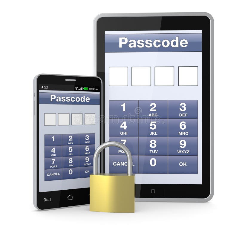 Tablet Pc Security. Chain with Lock on Computer Stock Illustration ...