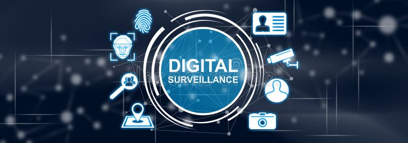 Digital Surveillance Concept with Spying Eye Symbol Stock Illustration ...