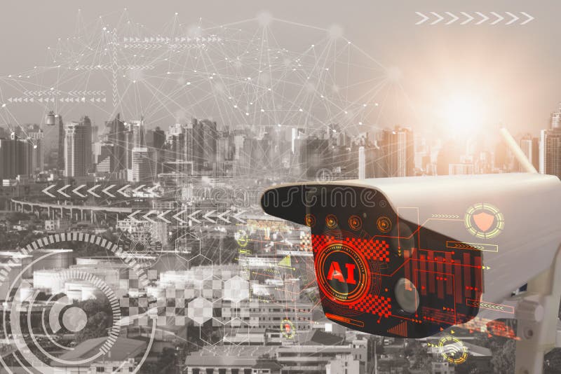 Concept Digital Technology 4.0,wireless Network 5G Signal,CCTV Camera ...