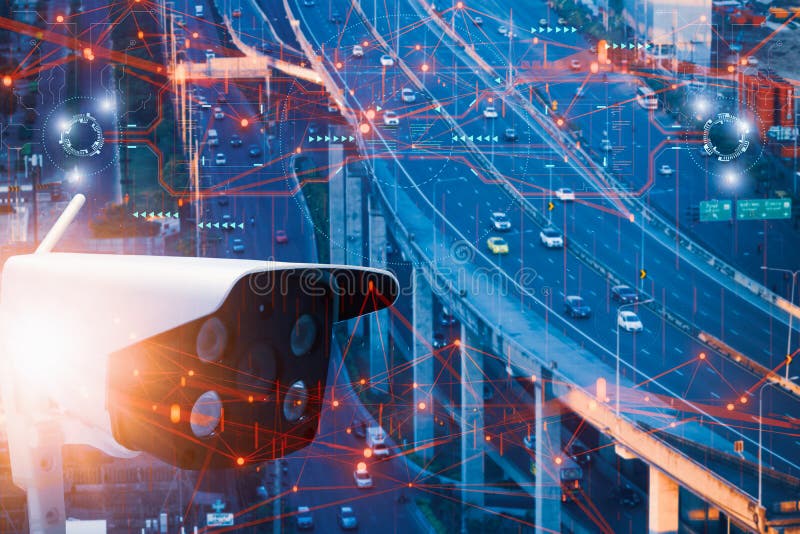 Concept Digital Technology 4.0,wireless Network 5G Signal,CCTV Camera ...