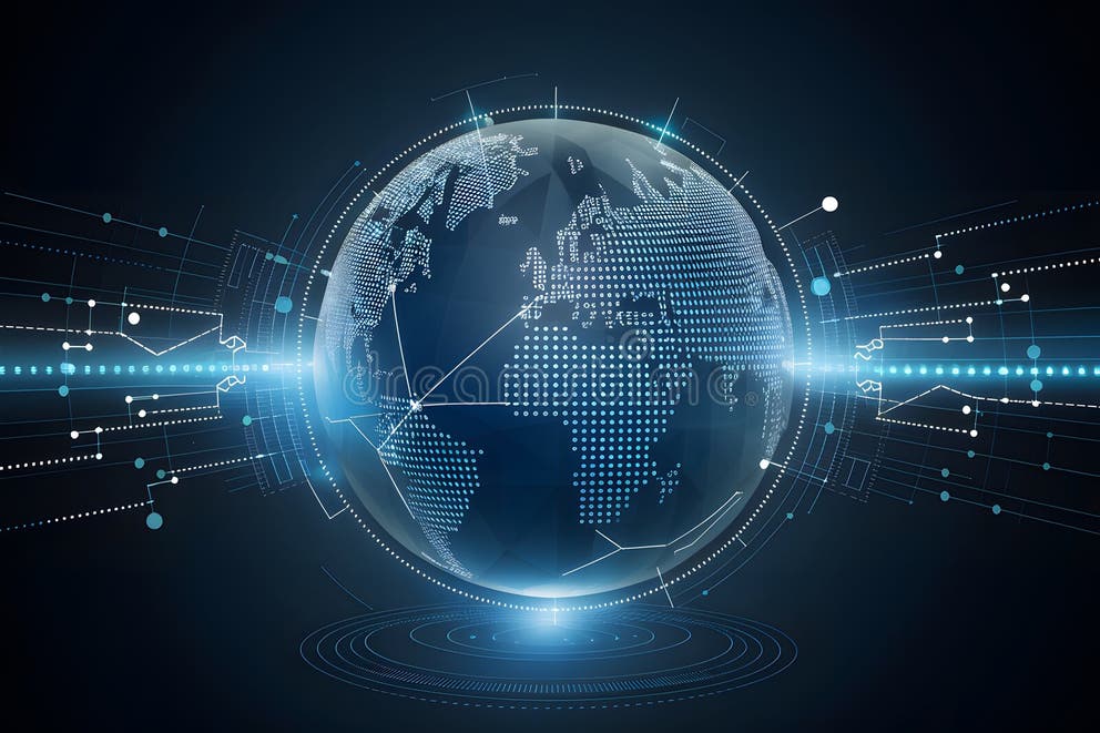 Concept of Digital Transformation or Big Data Technology with Dotted ...