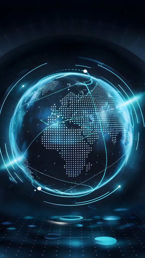 Concept of Digital Transformation or Big Data Technology with Dotted Globe and Futuristic ...
