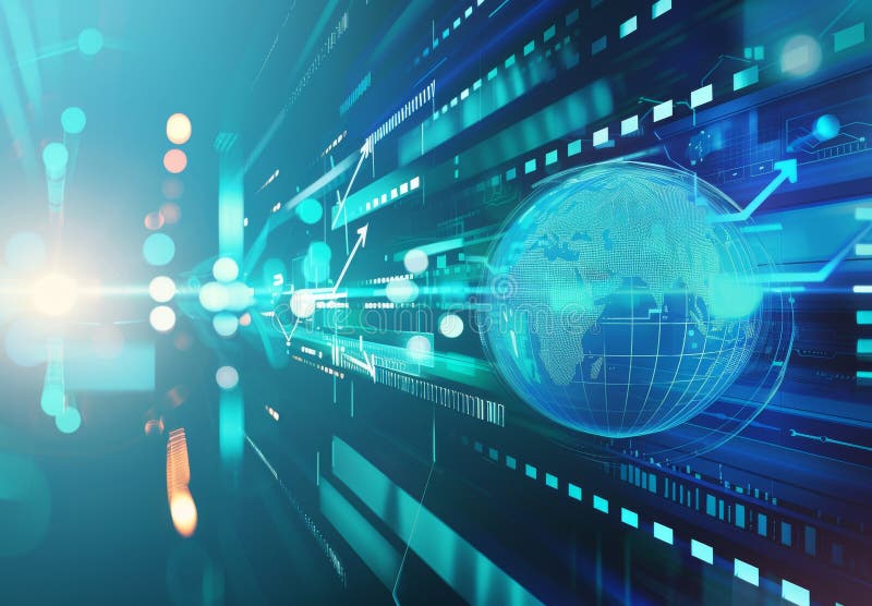 Concept of a Digital World with Abstract Technology Background Stock Photo - Image of business ...