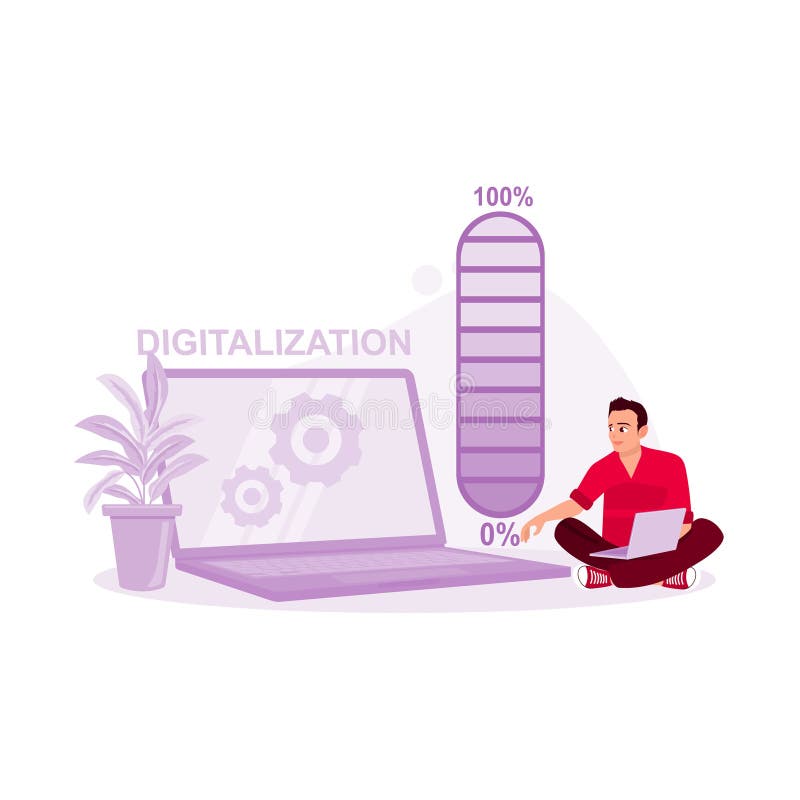Digitalization and Mobile Communication Concept - Vector Illustration ...