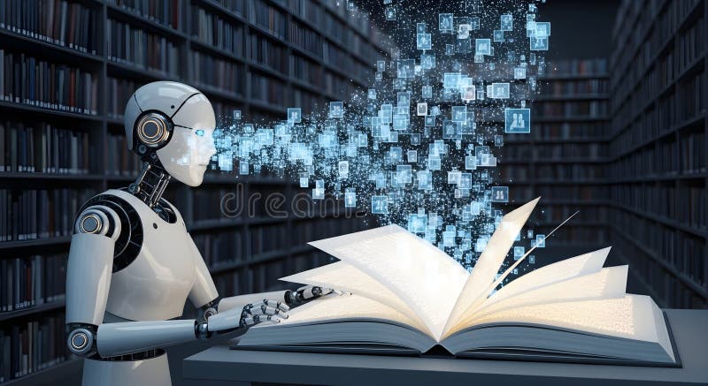 The Concept of Direct Data Absorption, Showing a Robot Reading a ...