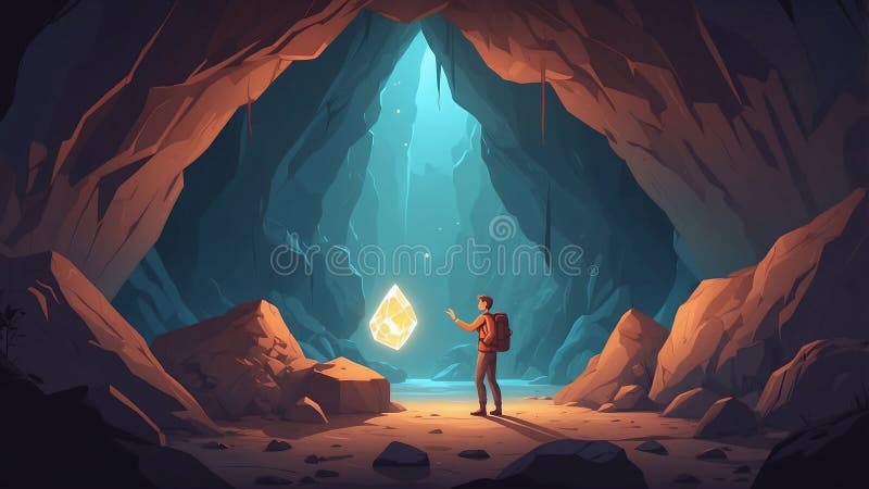 Concept of Discovery Depicted As a Person Finding a Glowing Artifact in ...