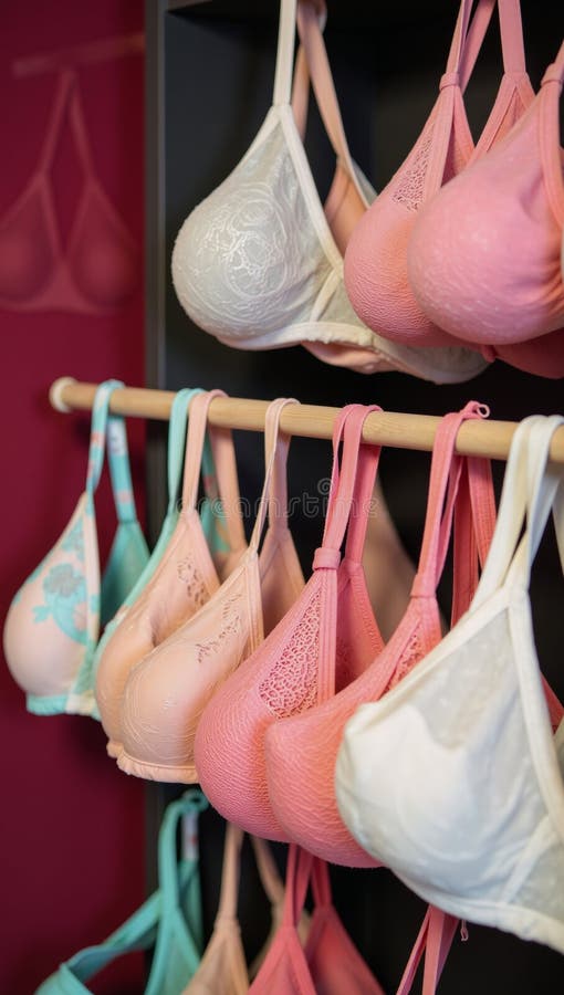 Display of Bras on Racks within a Retail Environment Stock Illustration ...