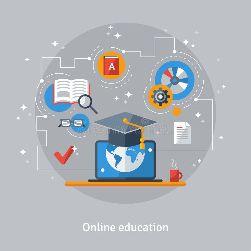 Concept for Distance Education and Online Learning Stock Vector ...