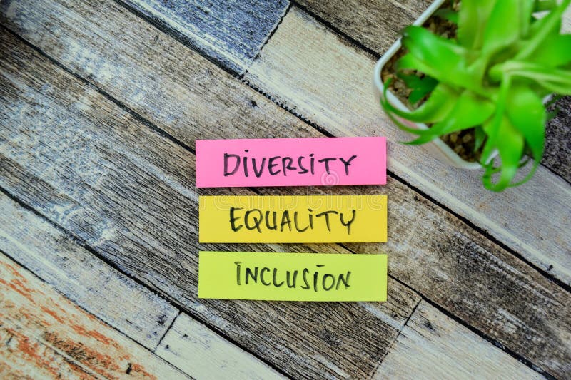 Concept of Diversity, Equality, Inclusion Write on Sticky Notes ...