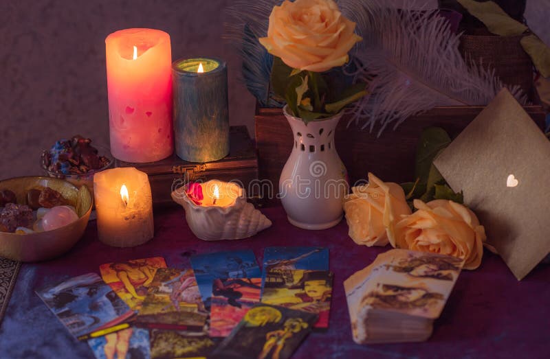 Tarot Cards, Oracle, Love Magic and Occultism Concept Stock Image ...