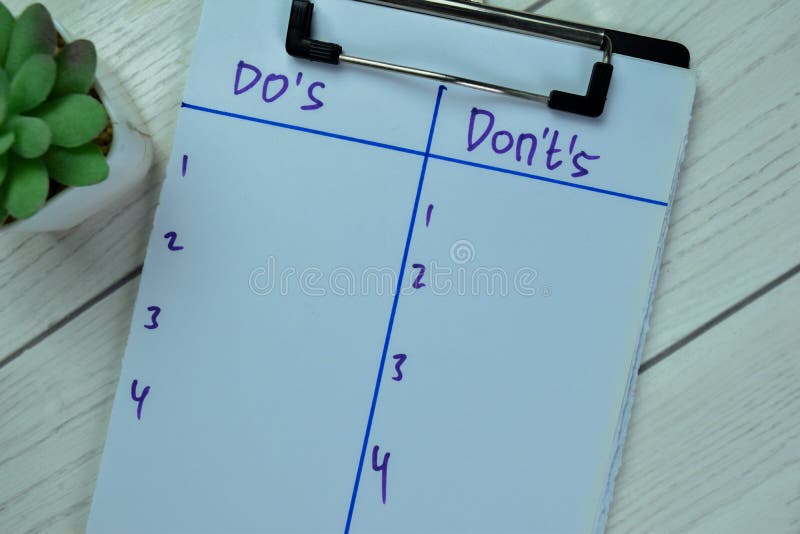 Concept of Do S and Don Ts Write on Paperwork Isolated on Wooden Table ...
