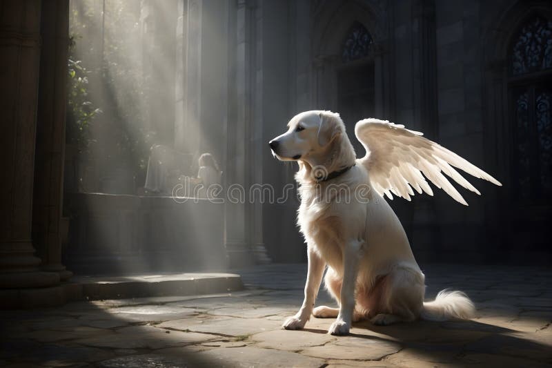 A Concept of a Dog with Wings Like an Angel Stock Image - Image of ...
