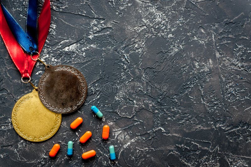 Concept of Doping in Sport - Deprivation Medals Top View Stock Image ...