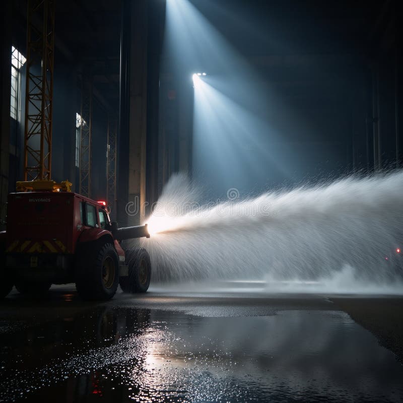 Dramatic Lighting Highlights an Intense Industrial Emergency Scene ...