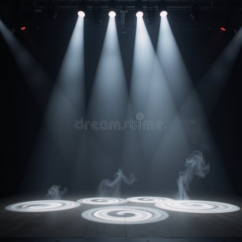 Dramatic Stage with Vibrant Lighting Effects and Thick Fog Stock ...