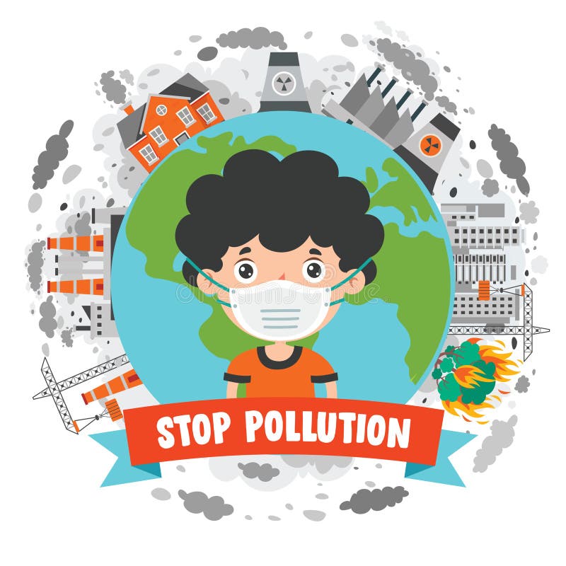 Concept Drawing Of Air Pollution Stock Vector - Illustration of ...