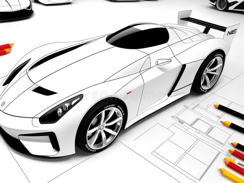 Concept Drawing of a Sports Car Stock Illustration - Illustration of ...