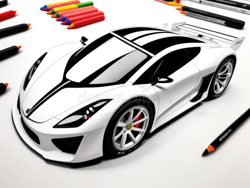 Concept Drawing of a Sports Car Stock Illustration - Illustration of ...