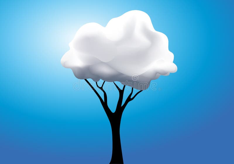 Concept of the Dream with a Tree Whose Leaves are a White Cloud. Stock ...
