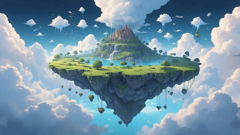Concept of Dreams Visualized As Floating Islands in a Cloud-filled Sky ...