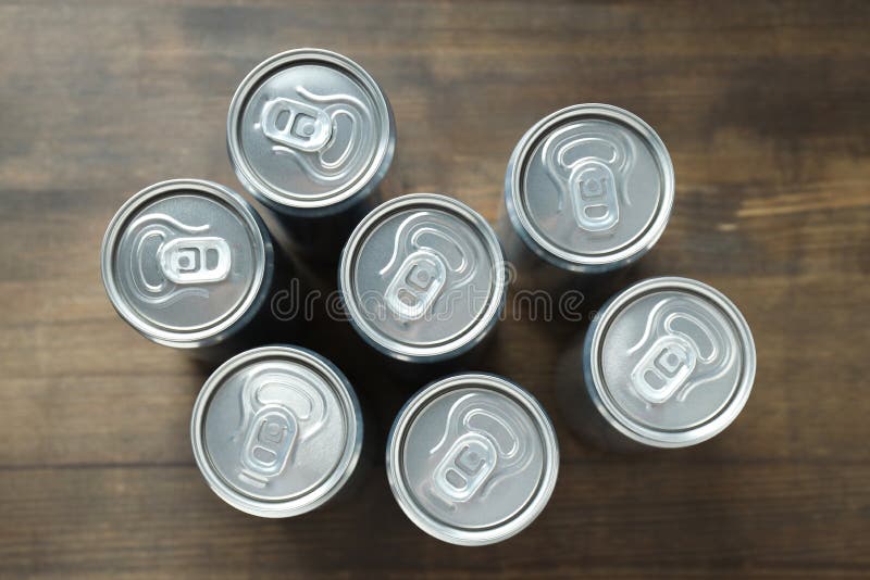 Concept of Drink, Blank Cans, Top View Stock Image - Image of selective ...