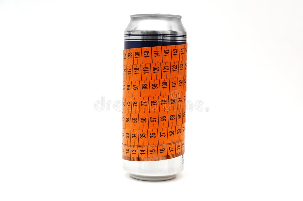 Concept of less Drinking with Beer Can and Measuring Tape Stock Photo ...