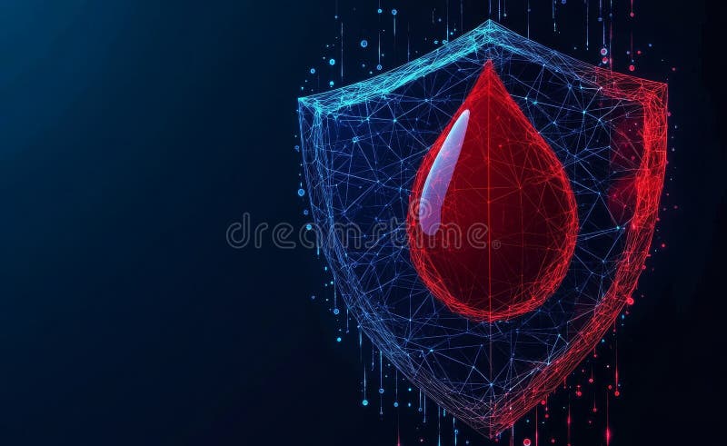 In this Concept, a Drop of Blood is Behind the Blue Guard Shield Being ...
