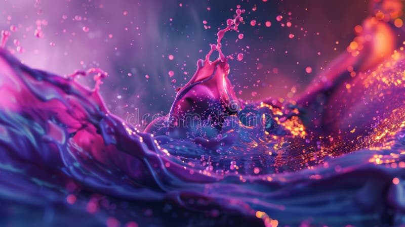 Vibrant Cosmic Liquid Splash Stock Illustration - Illustration of ...