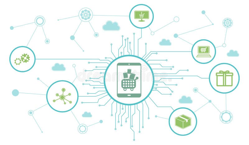 Concept of e-commerce stock illustration. Illustration of technology ...