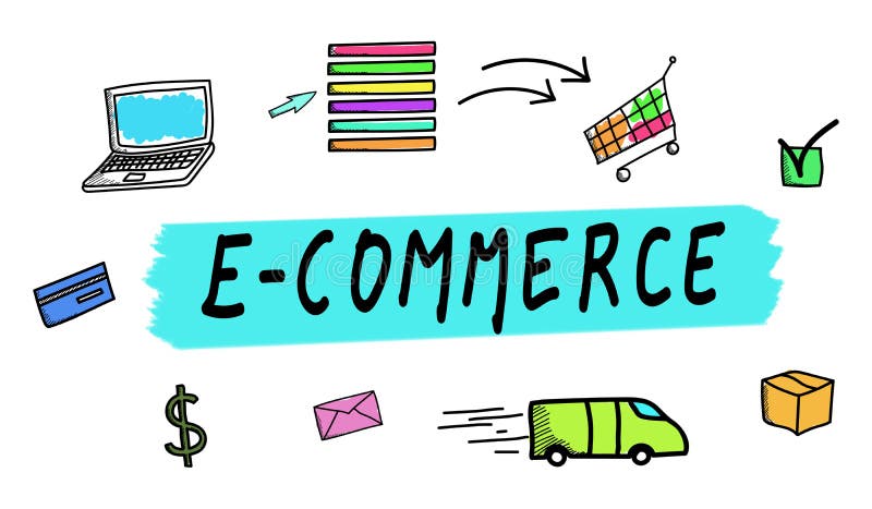 Concept of e-commerce stock illustration. Illustration of marketing - 91245800