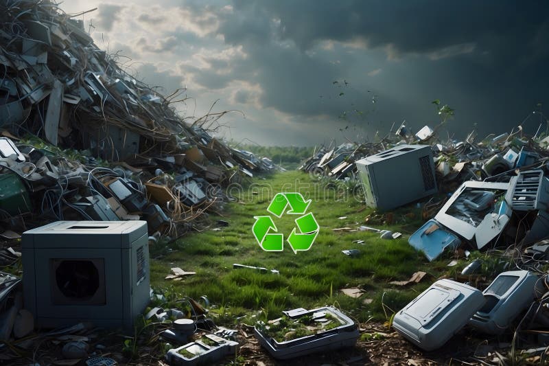 A Concept of E Waste Recycling Stock Image - Image of container ...