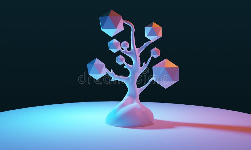 Concept of Early Spring. Low Poly Tree 3d Graphics, 3d Render Stock ...