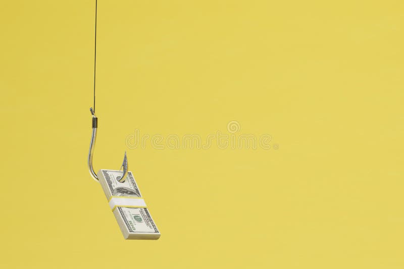 The Concept of Earning Money. a Wad of Dollars on an Iron Hook on a ...