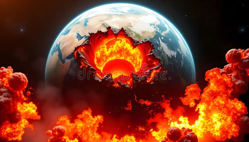 The Concept of the Earth Exploding because of the Apocalypse Stock ...