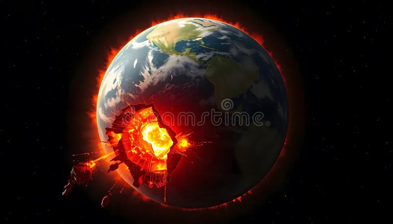 The Concept of the Earth Exploding because of the Apocalypse Stock ...