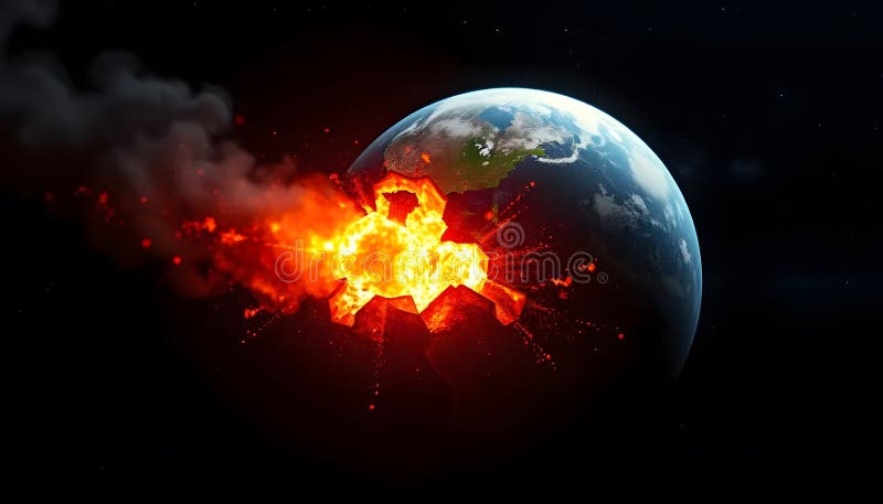The Concept of the Earth Exploding because of the Apocalypse Stock ...