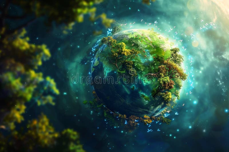 A Concept of the Earth Healing Itself Stock Illustration - Illustration ...
