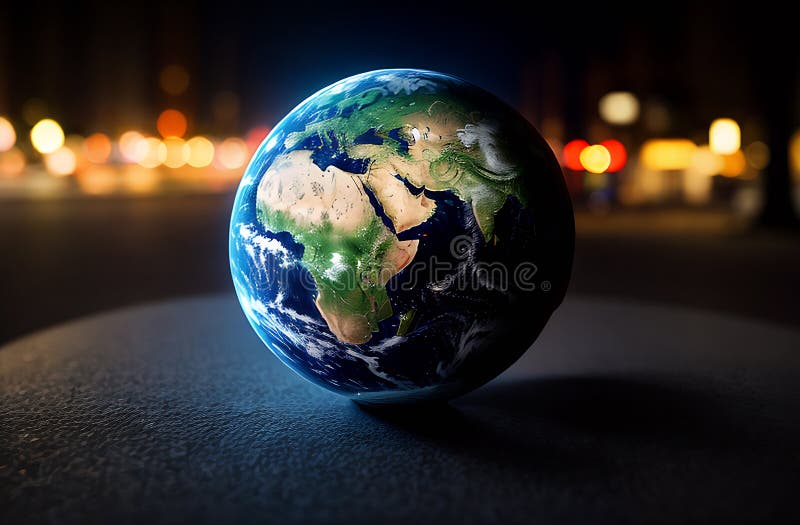 Concept of Earth Hour. Planet with Artificial Lights on Background ... Concept of Earth Hour. Planet with Artificial Lights on Background ...