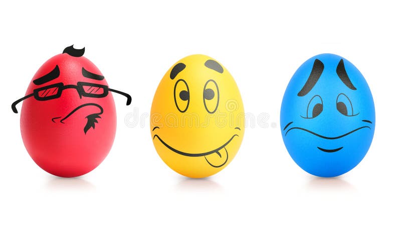 Concept of Easter Egg with Emotions Faces Isolated Stock Illustration ...