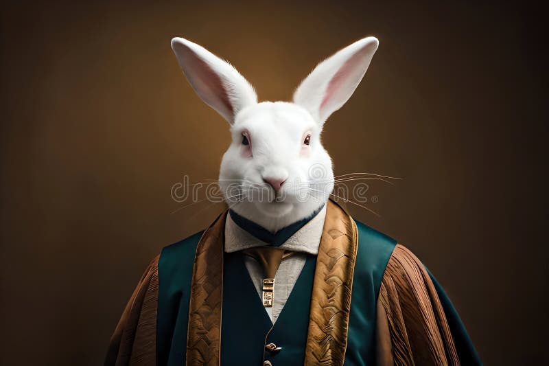 Easter Rabbit Portrait. Easter Bunny Medieval Portrait Stock ...