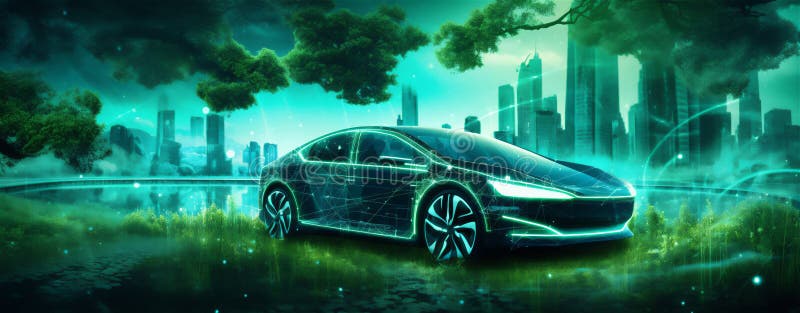 Concept of Ecological Electric Car Stock Illustration - Illustration of ...