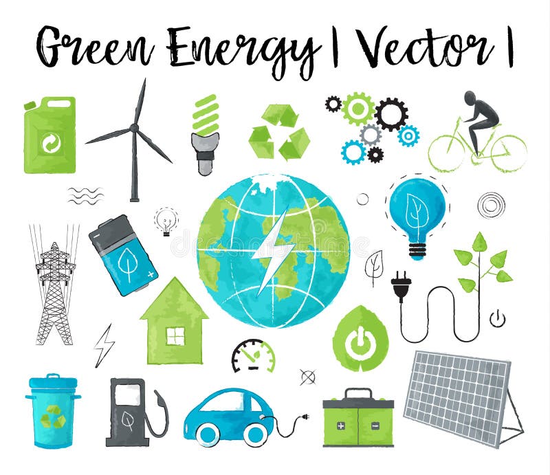 Concept of Ecology and Green Energy Stock Vector - Illustration of ...